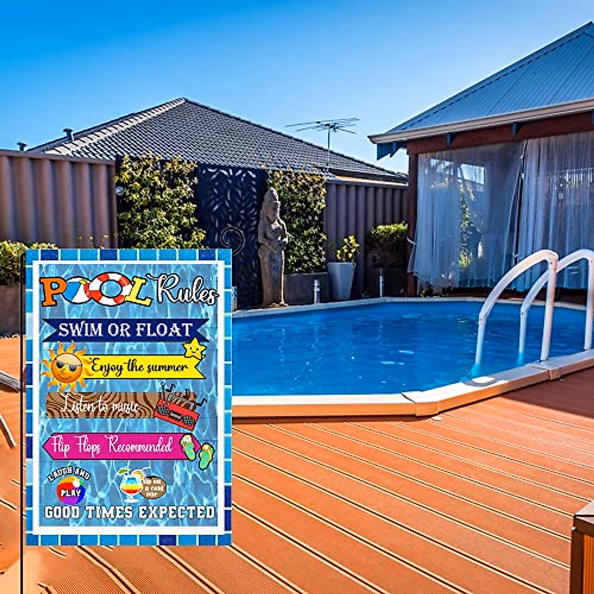 Pool Rules Signs Summer Garden Flag Double Sided Swim Or Float Burlap Yard Flag, Seasonal Outdoor Farmhouse Rustic Yard Home Decoration 12.5 x 18 Inch