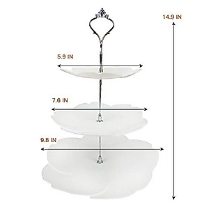 3 Tier White Cupcake Stands, 2 Pack Plastic Tiered Serving Tray, Dessert Display Stand for Party Birthday Wedding Baby Shower Christmas