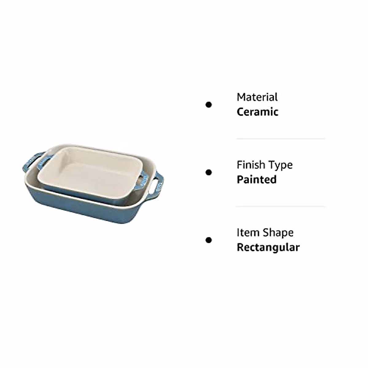 STAUB Ceramics Rectangular Baking Dish Set, Casserole Dish, Baking Pans for Lasagna, Cake, 2-Piece, Rustic Turquoise