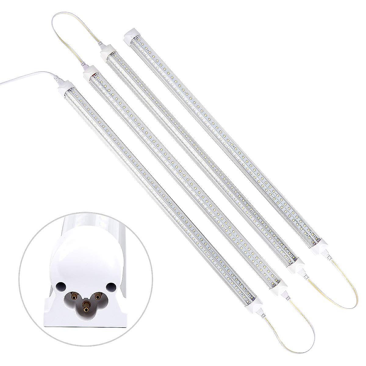 Singteam 10Pack 8Ft LED Shop Light Fixture, 90W Integrated LED Tube Light,10000LM, 6500K, Clear Cover,High Output,Double Row V Shape 270 Degree LED Lighting for Garage Warehouse Workshop Basement