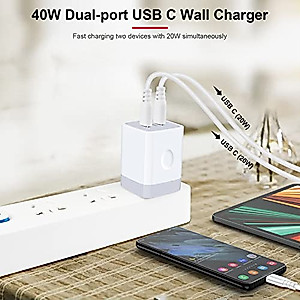 USB C Block,Sicodo 40W Dual USB C Wall Charger,2-Port PD 3.0 20W USB C Cube Power Adapter for iPhone 14/14 Pro/14 Pro Max/13/12/11/X Plus,Samsung Galaxy S23 Ultra,S22,S21,Pixel 7Pro/7,USB C Wall Plug