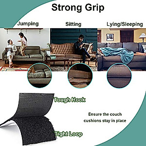 TEUVO Couch Cushion Non Slip Pads to Keep Couch Cushions from Sliding, Hook and Loop Tape with Adhesive for Smooth Surfaces, 2m Long and 11cm Wide
