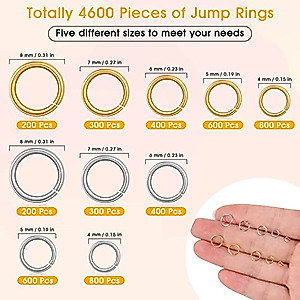 Jump Rings for Jewelry Making, 4600Pcs Silver and Gold Jump Rings with Jump Rings Open/Close Tools for Jewelry Making and Necklace Repair (Assorted Sizes)