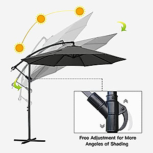 Sunnyglade 10Ft Outdoor Adjustable Offset Cantilever Hanging Patio Umbrella