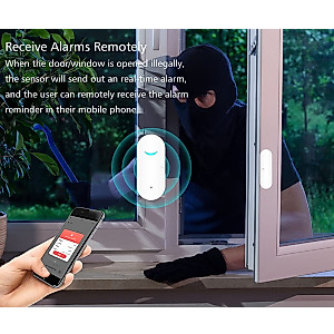 5 Pack WiFi Wireless Door Window Sensor,TUYA Smart Alarm with Free Notification APP Control Home Security Alarm System，Compatible with Alexa Google Assistant