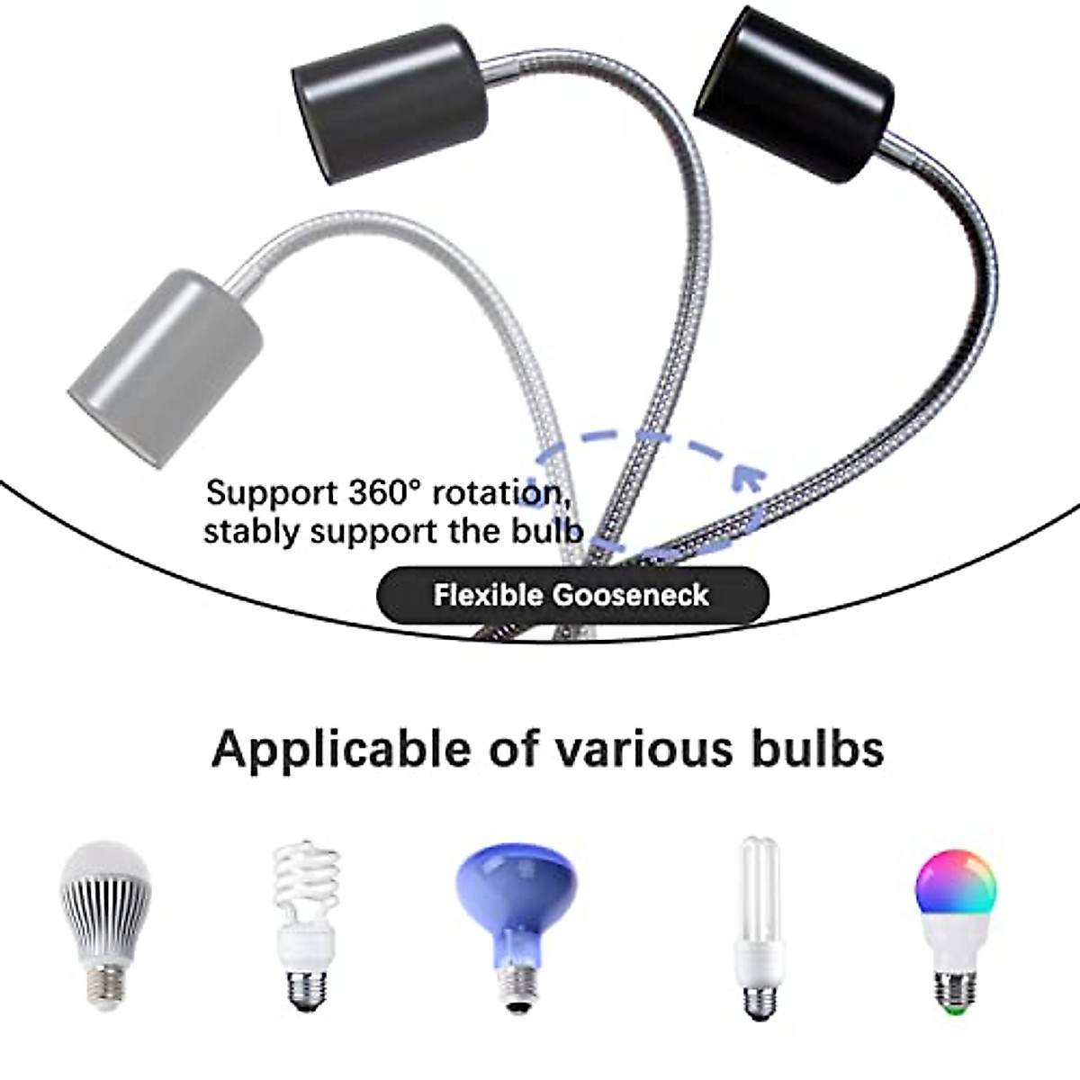 Pet Heating Light Lamp,Turtle Tank Light for Rreptiles,Flexible Clamp Lamp,Stand Heat Lamp,Adjustable Reptile Clamp Heat Lamp,with Clamp E27 Base 360° Hose Aquarium,for Reptiles Lizard Turtle,No Bulb