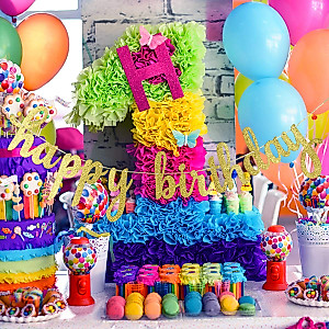 Gold Glitter Happy Birthday Banner Happy Birthday Gold Banner, Gold Happy Birthday Sign for Gold Birthday Party Banner Decorations