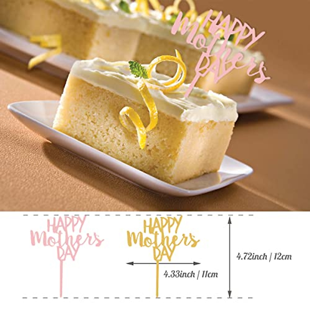 Happy Mothers Day Cake Topper, 10PCS Acrylic Glitter Mother's Day Cupcake Topper Decoration Picks for Birthday Mother's Day Cake Party Supplies (Gold -2)