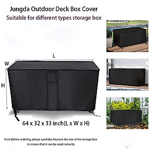 Jungda Patio Deck Box Cover for Yitahome XXL 230 Gallon Outdoor Storage Deck Box, Waterproof Outdoor Storage Box Cover Furniture Cover - 64 x 32 x 33 Inch