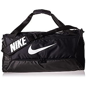Nike Brasilia Training Medium Duffle Bag, Durable for Women & Men with Adjustable Strap, Black/Black/White