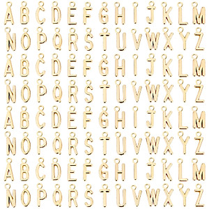 SANNIX 156Pcs/6 Sets Letter Charms Alphabet ABC Letter Charms Capital A-Z Charms DIY Bracelets Necklaces Charms with 200Pcs Open Jump Rings for Jewelry Making, KC Gold