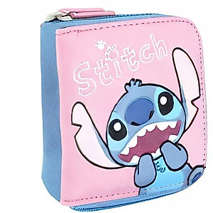 Stitch Gift Zip-Around Bifold Novelty My First Wallet Money Organizer with Coin Pocket Purse for Girls Teens Teenager