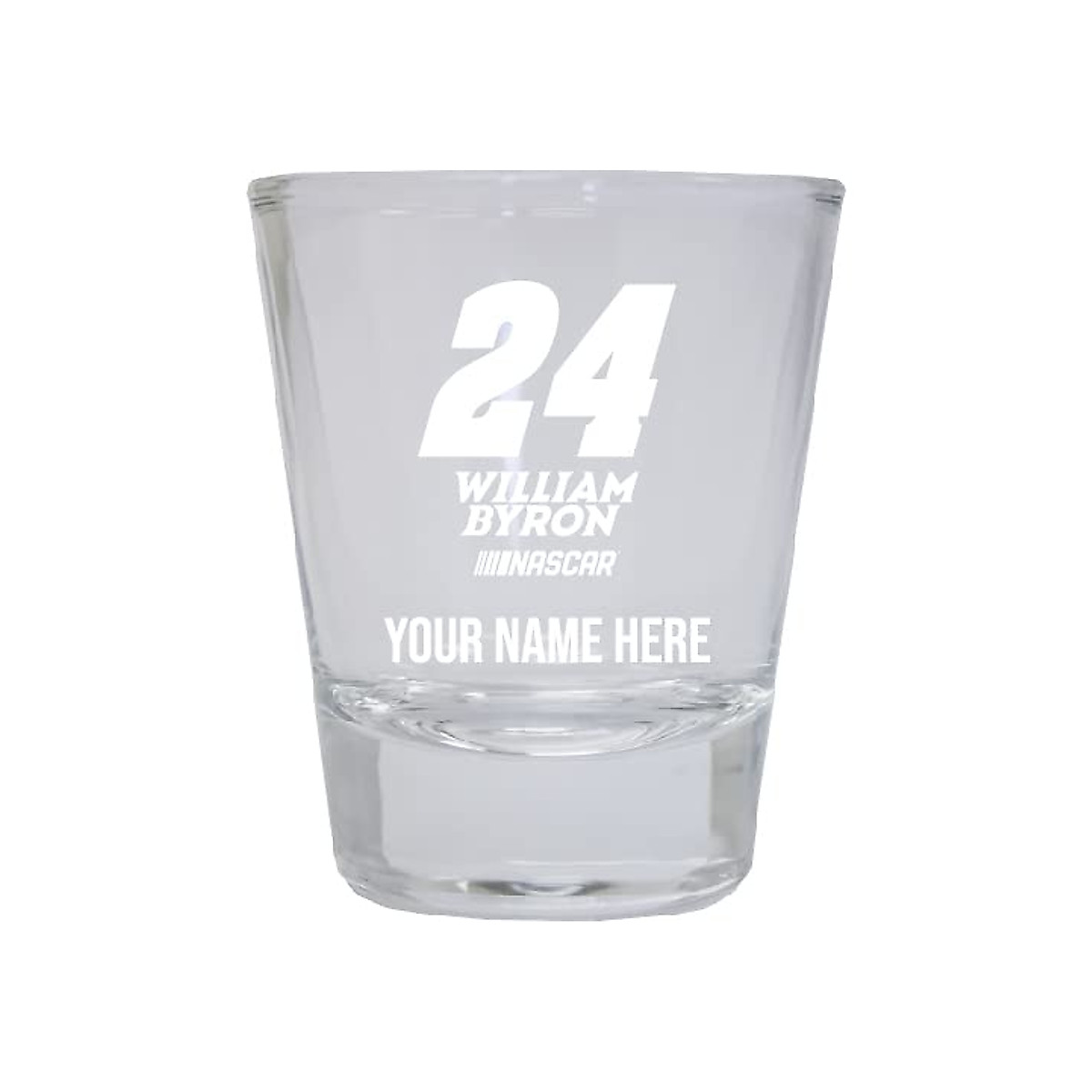Personalized Custom Nascar #24 William Byron Etched Round Shot Glass New for 2022 with Customizable Name or Message