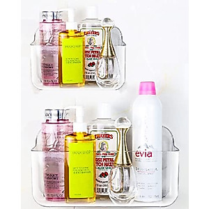 SANTREST 2 Pack Shower Caddy Drill-Free Sticky Shower Shelf Storage Basket for Shampoo & Toiletries, Kitchen Bathroom Bedroom Organizer