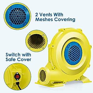 OLAKIDS Inflatable Bounce House Blower, 480W Lightweight Pump Fan, Electric Portable and Powerful Air Blower for Jumping Castle, Water Slide and Other Suitable Indoor Outdoor inflatables