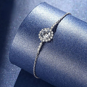 pickyegg.com GRA Certificate 1CT Moissanite Diamond Women's Sterling Silver Bracelet MSL001