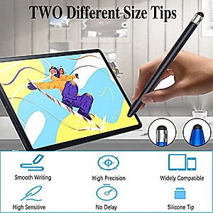 Stylus Pens for Touch Screens 2 in 1 High Sensitivity iPhone Pen with 6 Extra Tips(3Pcs) Stylus Pen for iPad/iPhone/Tablet and Other Touch Screen Devices-Blue/Black/Gold