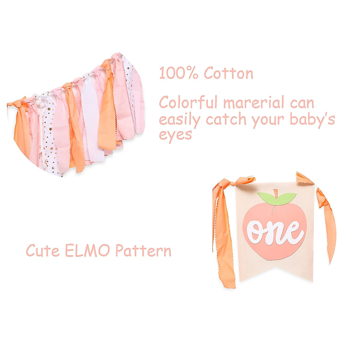 Sweet Peach Highchair Banner for 1st Birthday - Sweet Peach 1st Birthday Banner for Photo Booth Props and Backdrop Cake Smash,Best Sweet Peach Birthday Party Supplies (Sweet Peach One Birthday Banner)