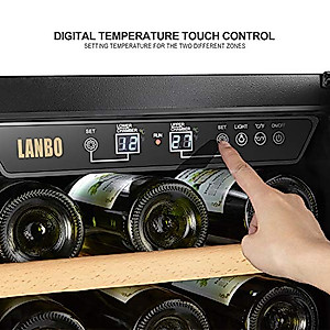 Lanbo 15 Inch Wide Dual Zone Compressor Wine Refrigerator, 28 Bottle