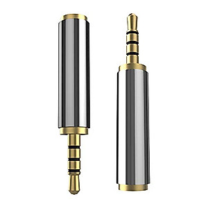 Gold Plated 3.5mm Male to 2.5mm Female Audio Headphone Adapter Headset Converter 3 Ring Jack Plug - Stereo or Mono (2-Pack)