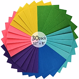 Qingbei 30pcs Felt Fabric Sheets for Crafts Assorted Color, 12 x 8 Inches, 0.04 Inches Thick