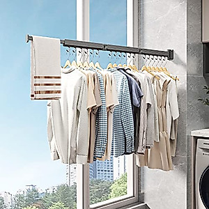 HEILAIYI Laundry Drying Rack Wall Mounted,Clothes Drying Rack,Drying Rack Clothing,Clothes Rack,Laundry Hanger Rack,Laundry Clothes Hanger,Laundry Rack Wall Mount,Retractable,Collapsible,Grey Color