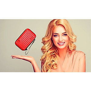 N11 SenYang Hard Shell Cosmetic Case,Carrying Hard Bag, Protective Storage Case Bag for Toiletry, Beauty Makeup, Electronic Accessories, Overnight Travel Water Resistant Crash Proof (Red)