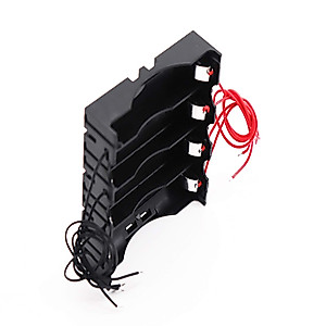 XFFCSEC18650 Battery Holder with Leads: 8 pcs 4 Slots x 3.7V Black Plastic Batteries Case, Suitable for 18650 Flat top Battery