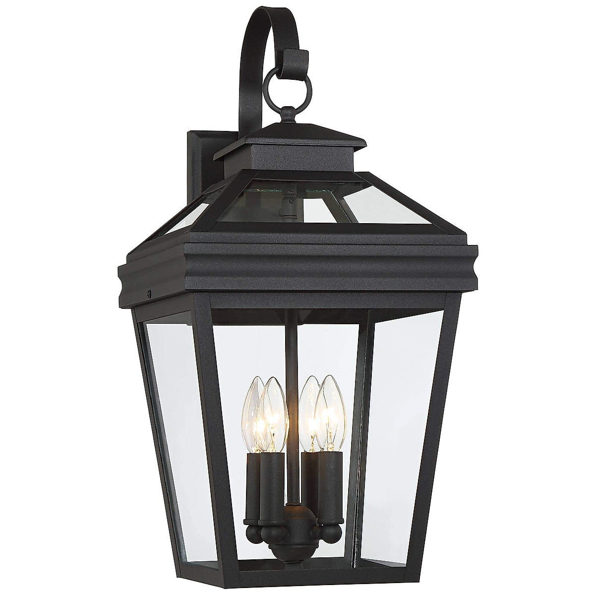 John Timberland Stratton Street Traditional Outdoor Wall Light Fixture Textured Black Lantern 22" Clear Glass for Exterior House Porch Patio Outside Deck Garage Yard Front Door Garden Home