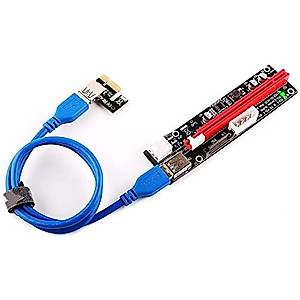 6 Pack PCI-E Riser with Led Notice, Multi-Interface Function Express Cable 1X to 16X Graphics Extension PCIe Riser,Powered Riser Adapter Card+60cm USB 3.0 Cable for Bitcoin Litecoin ETH Coin Mining