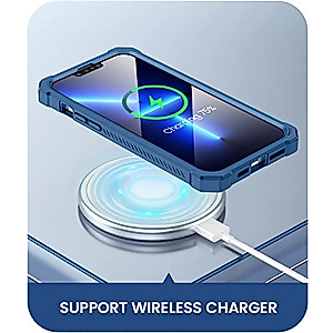 Caka for iPhone 13 Pro Max Case, iPhone 12 Pro Max Phone Case with Screen Protector & Slide Camera Cover Heavy Duty Protection Shockproof Phone Case Cover for iPhone 13 Pro Max 12 Pro Max, Blue