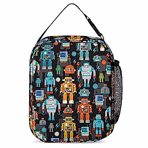oallpu 3PCS Cartoon Robots Backpack, Cool Shoulders Backpack Lightweight Durable Vintage Robots Laptop Bag, 17 Inch Daypack with Multiple Pockets(Vintage Robots)
