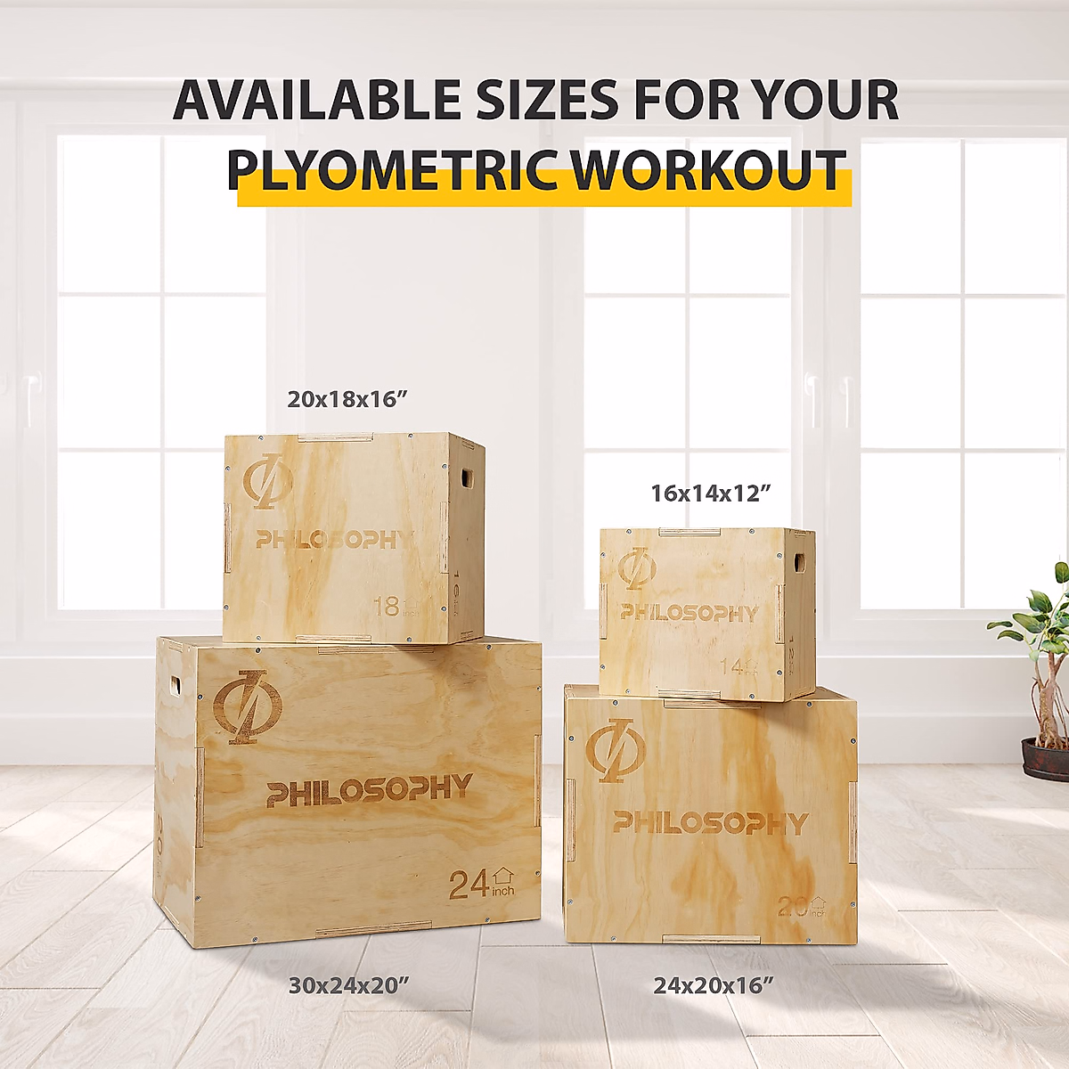 Philosophy Gym 3 in 1 Wood Plyometric Box - 30" x 24" x 20" Jumping Plyo Box for Training and Conditioning