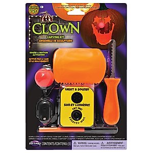 FunWorld Light-Up Clown Plastic & Stainless Steel Pumpkin Carving Kit with Sounds