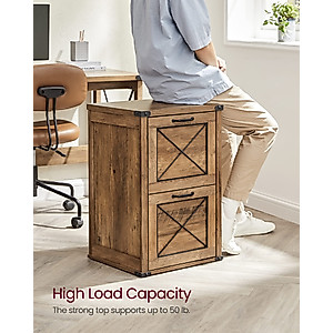 VASAGLE File Cabinet, Filing Cabinet with 2 Drawers, Printer Stand, Fit A4, Letter Size, Hanging File Folders, Modern Farmhouse Style, for Home Office, Study, Honey Brown UOFC048T41