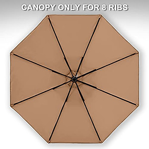 MASTERCANOPY Patio Umbrella 9 ft Replacement Canopy for 8 Ribs-Khaki