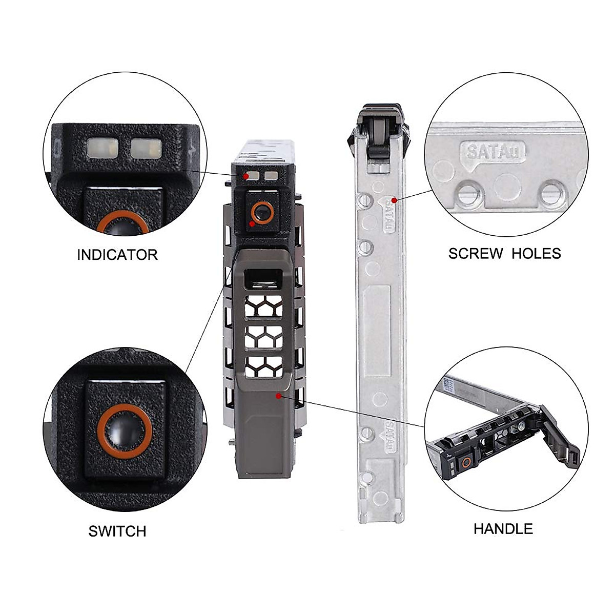 2.5" SAS SATA Hard Drive Tray Caddy 4Pack, Compatible with Dell G176J PowerEdge R610 T610 R620 R710 T710 R720 R815 R820