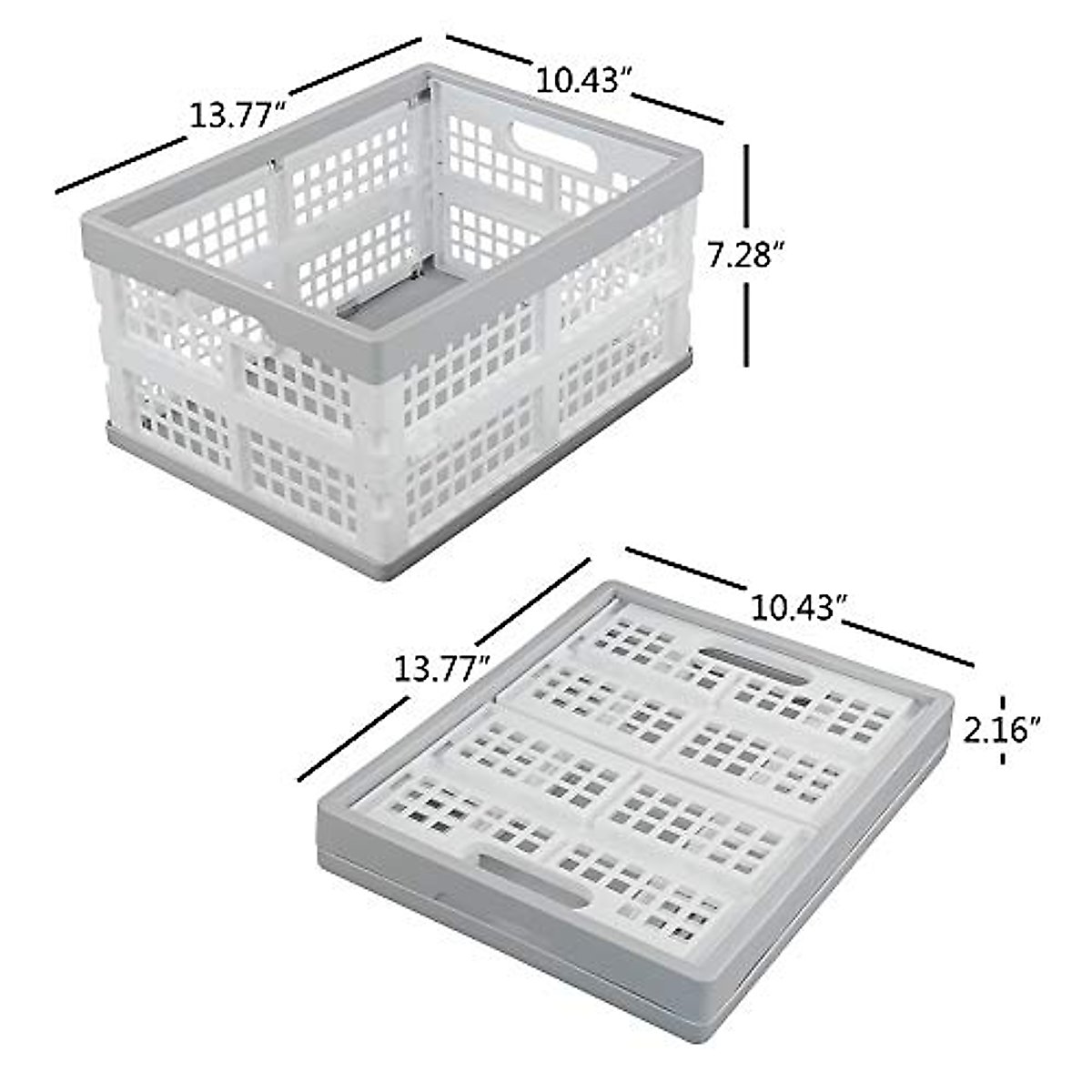 Kiddream Set of 3 Collapsible Storage Bin, 15 Liter Plastic Folding Crates Stackable