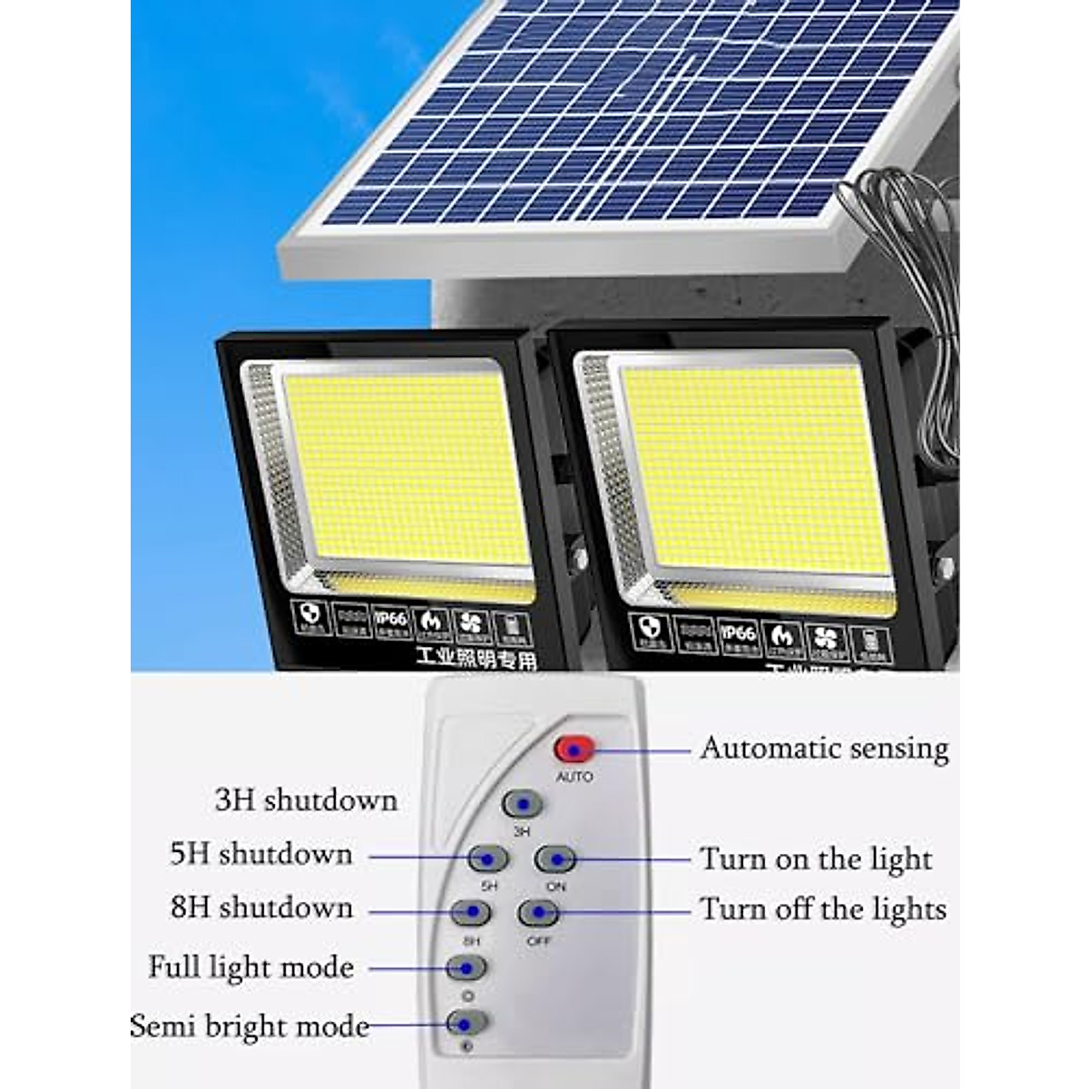 ZXXHNNAIH Solar Street Light IP66 Waterproof Street Solar Light,with 19 Ft Cables Light Sensor Solar Light,for Basketball Court, Road, Yard