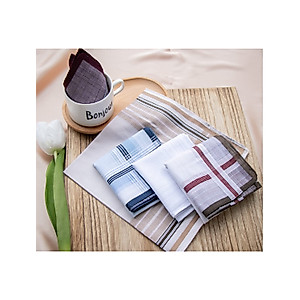 Mens Cotton Handkerchiefs Checkered Pattern Handkerchief Plaid Pocket Square Hankies Assorted 3PCS