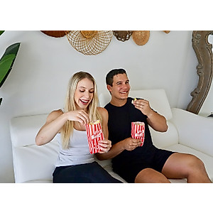 Packsure Popcorn Bags 100pcs, Red & White - 1 oz Thick & Premium 45 GSM Greaseproof Paper with Ziplock Packaging - Perfect Popcorn Bags for Party for Movie Theater & Carnivals (3.5 x 2 x 8 inches)