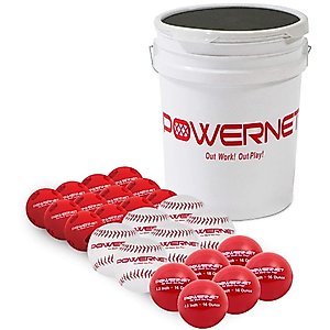PowerNet Corbin Carroll Training Balls Bundle | 6 White 12" Softballs + 6 PK 3.2" Weighted Balls + 12 Crushers | Perfect for Batting Practice | Recreation Grade (Bucket & Balls)