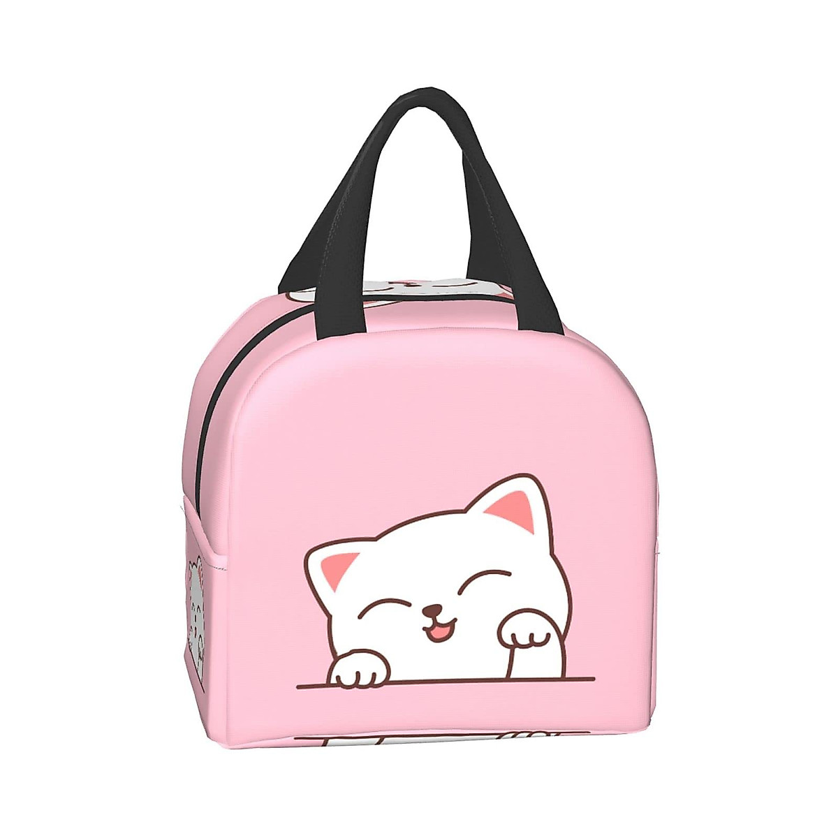 Ucsaxue Cute White Cat Cartoon Lunch Box Reusable Lunch Bag Work Bento Cooler Reusable Tote Picnic Boxes Insulated Container Shopping Bags For Adult Women Men