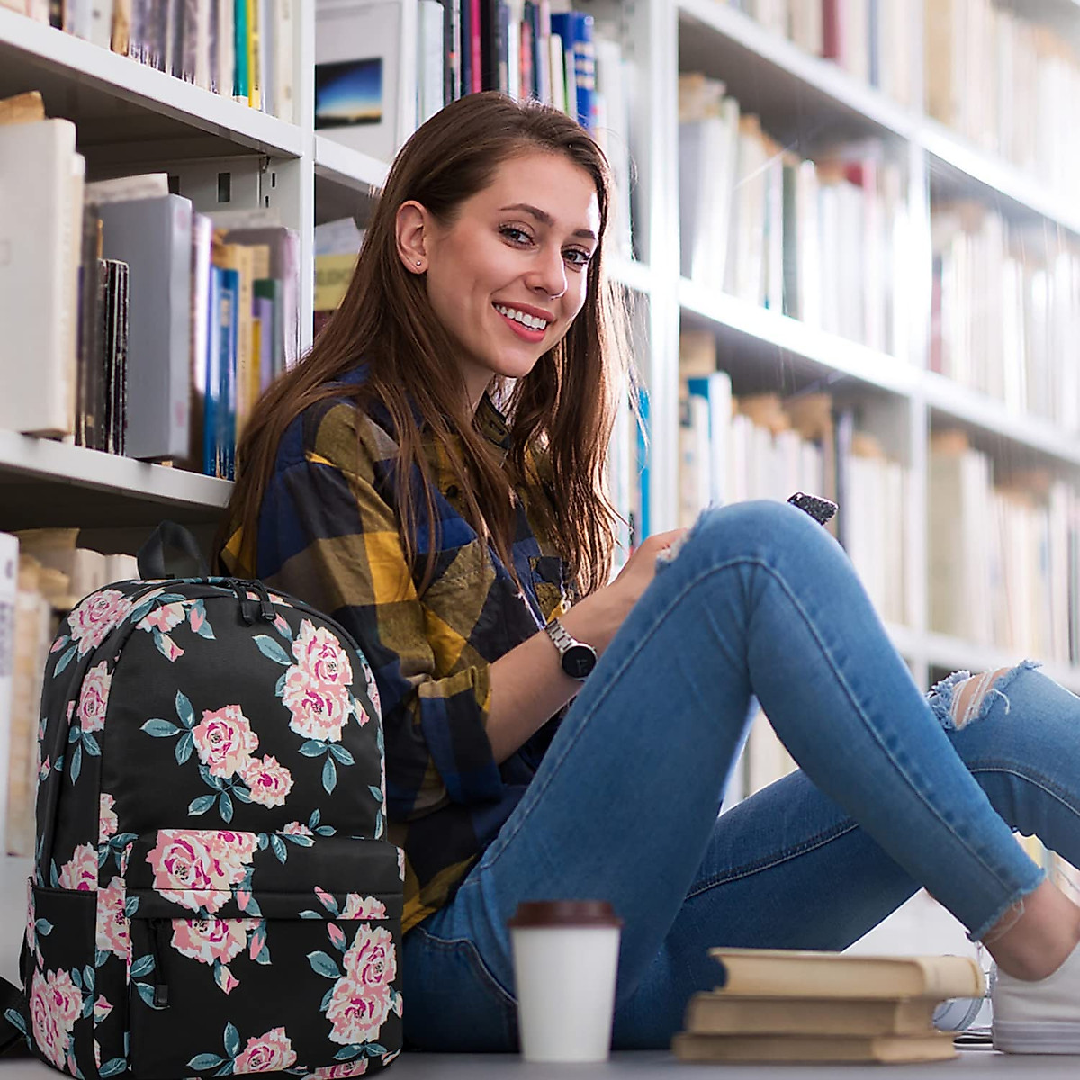 Leaper Fashion Water Resistant Laptop Backpack for Women Black