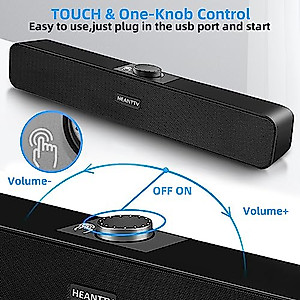 Computer PC Speakers, Bluetooth Sound bar Monitor Speakers, Wired USB-Powered, Great Stereo Sound, Volume Control Knob, USB Desktop Speaker for Monitor, Tablets, Laptop, Tablets, Ps5, Smartphone