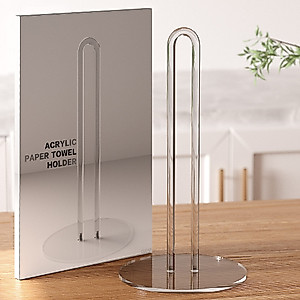 Acrylic Paper Towel Holder Countertop, Premium Clear Kitchen Paper Towel Stand Holder for Kitchen Organization and Storage, Paper Towel Holders for Standard and Large Size Rolls