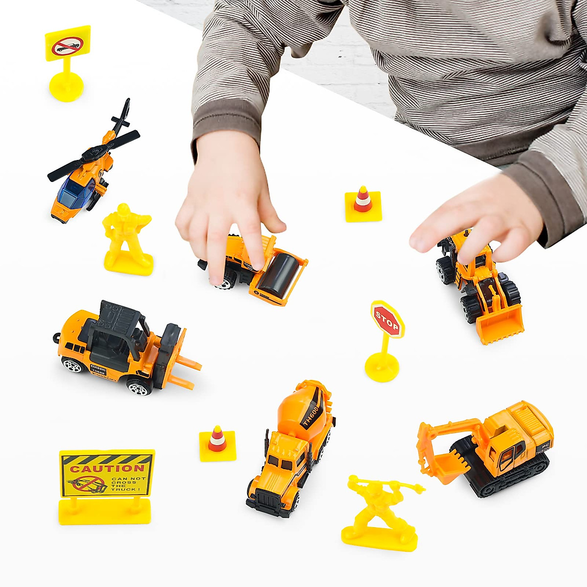 Coolplay Construction Vehicle Toy Set, Little Die Cast Car Toy Forklift, Bulldozer, Excavator, Mixer, Dump Truck Toy for Kids 3 4 5 6 Years Old