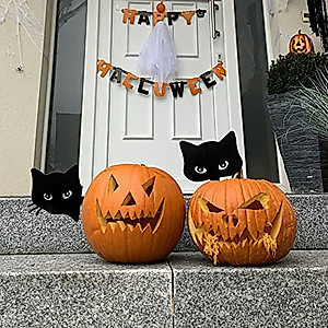 Halloween Black Cat Decorations Peeping Animal Metal Art Halloween Home Decor Outdoor Ornaments Cat Courtyard Lawn Gift Ideal for Cat Lovers Gift Animal Silhouette Set of 2