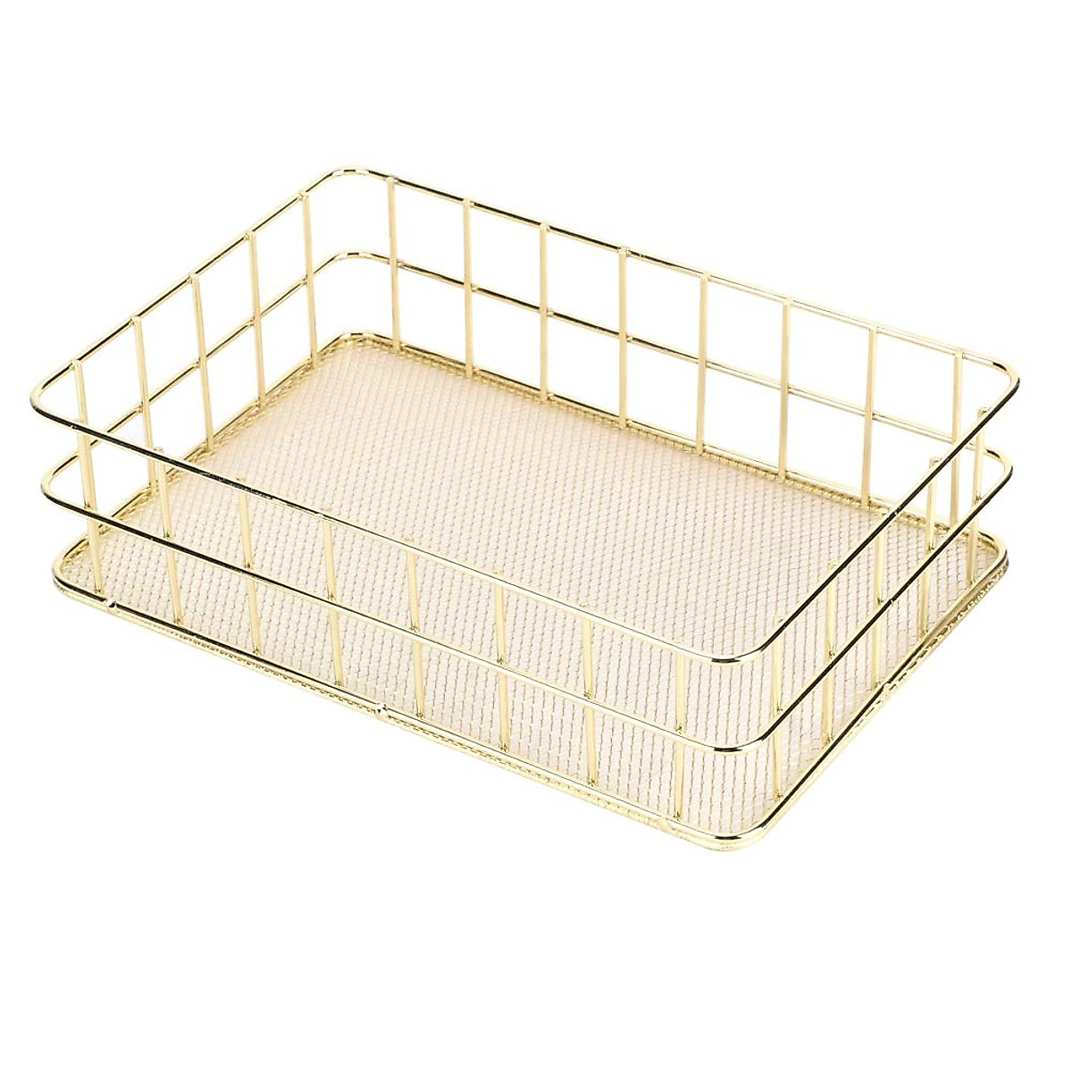 Wire Mesh Basket, Golden Iron Storage Basket Multifunctional Wire Mesh Desktop Storage Organizer for Home (Large Size)