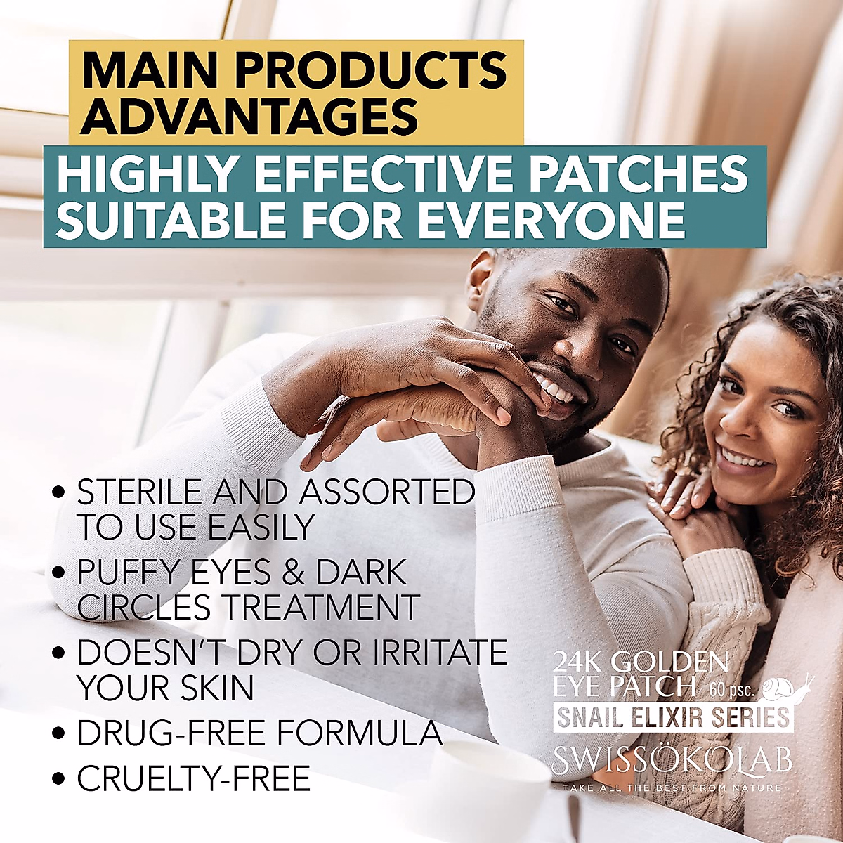 SWISSÖKOLAB Under Eye Patches For Puffy Eyes 24k Gold Eye Mask Dark Circles And Puffiness Collagen Eye Gel Pads Moisturizing & Reducing Wrinkles Anti-Aging Hyaluronic Acid (Snail Series)